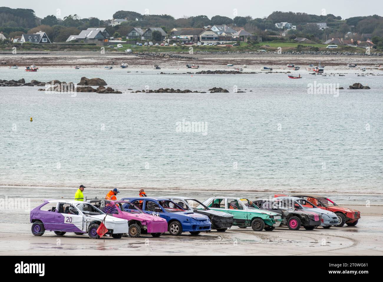 Guernsey, October 1st 2023: Banger racing on Chouet Beach Stock Photo ...