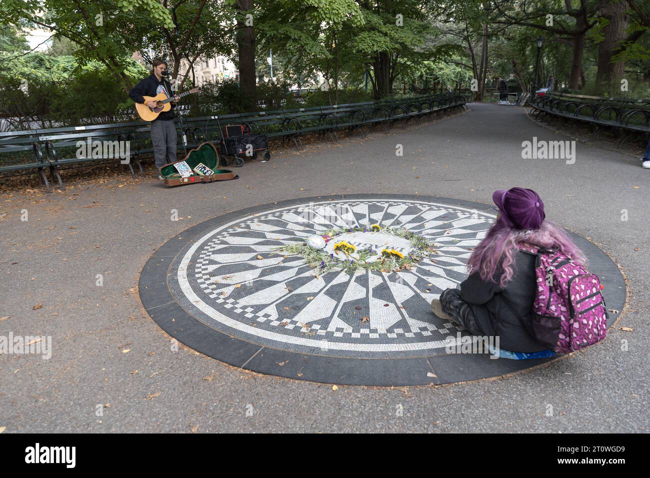 John Lennon flowers fill the Imagine memorial at Strawberry Fields ...