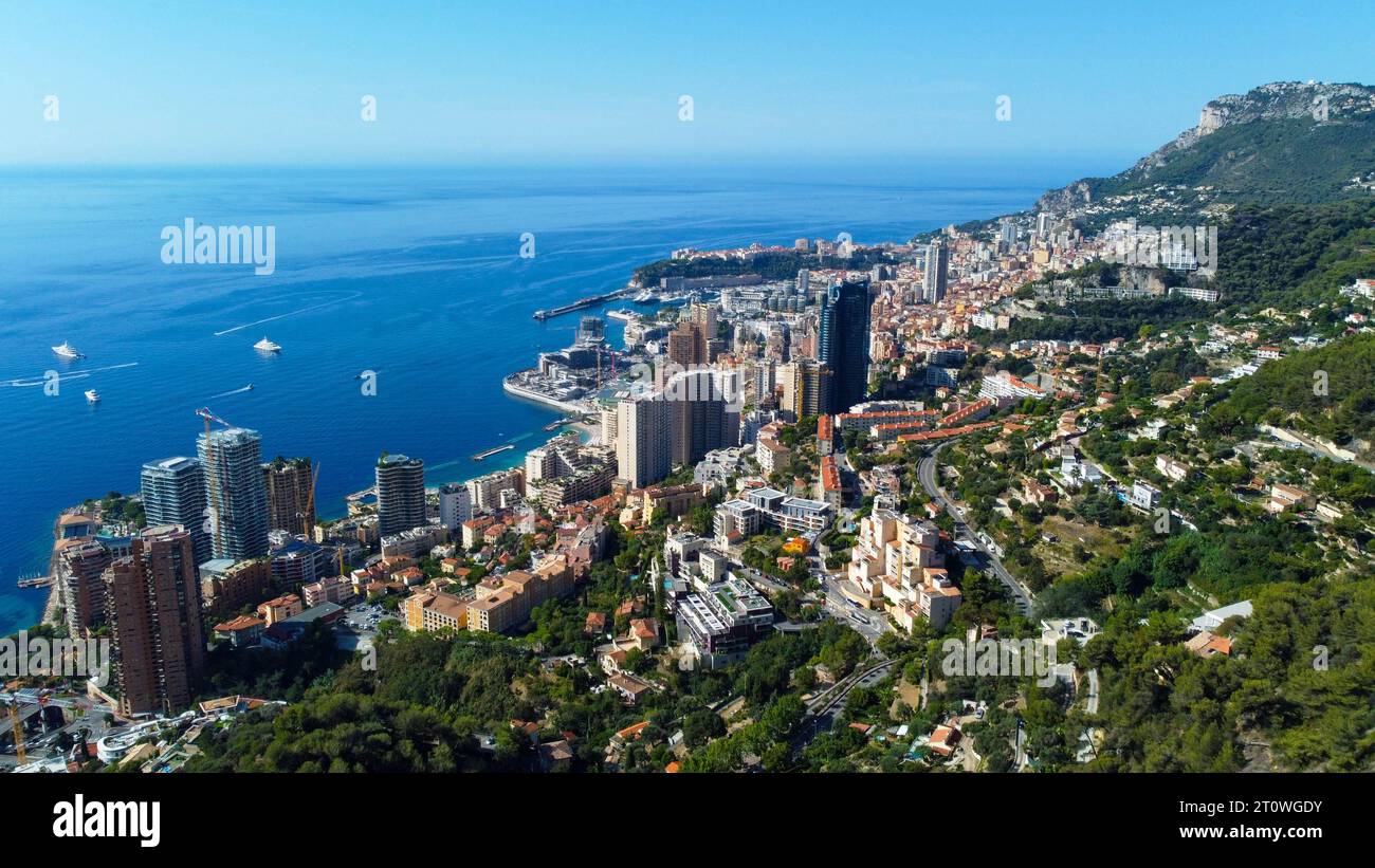 magnificent view of the principality of Monaco, a rich city and a ...