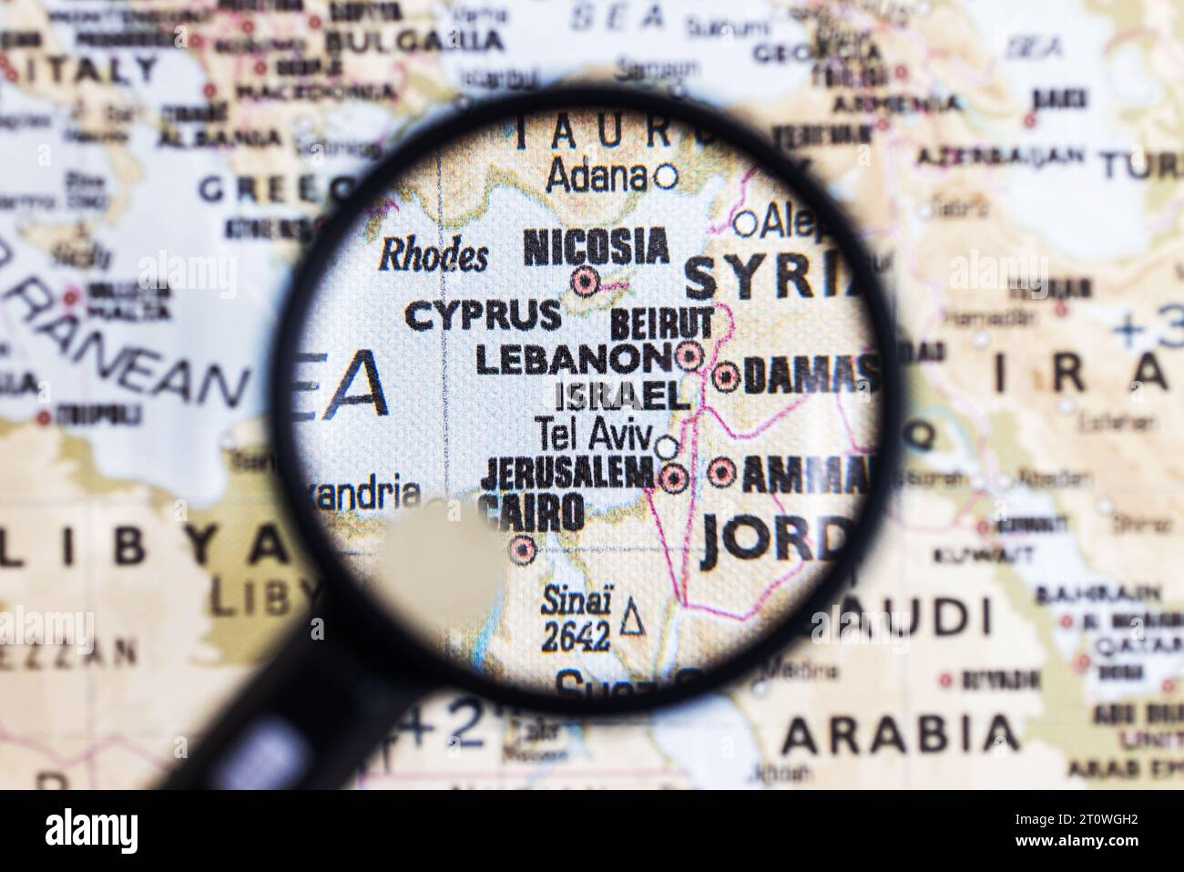 Lebanon and Israel on a map of the world Stock Photo - Alamy