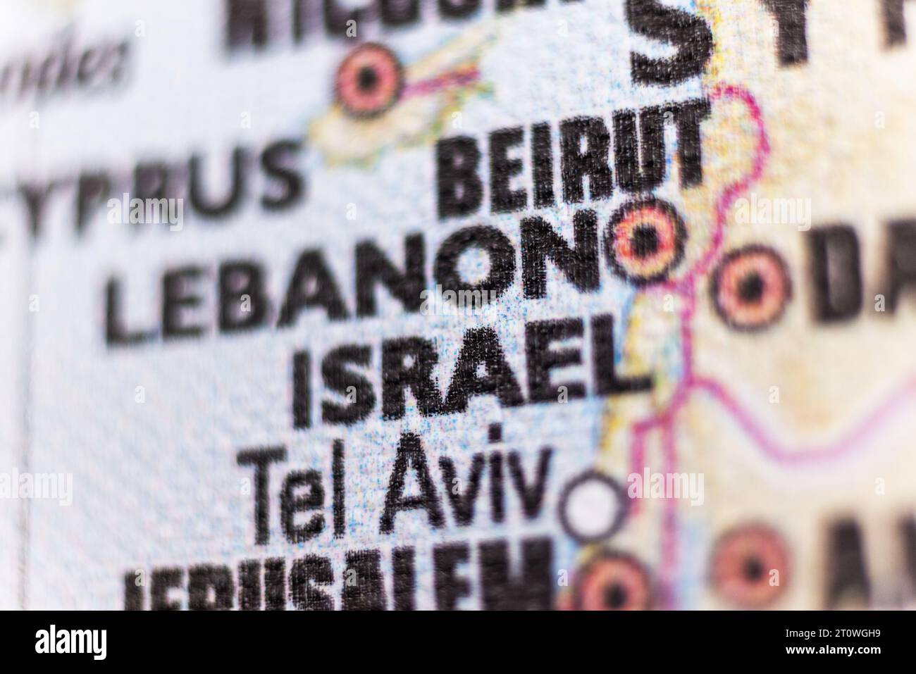 Lebanon and Israel on a map of the world Stock Photo - Alamy