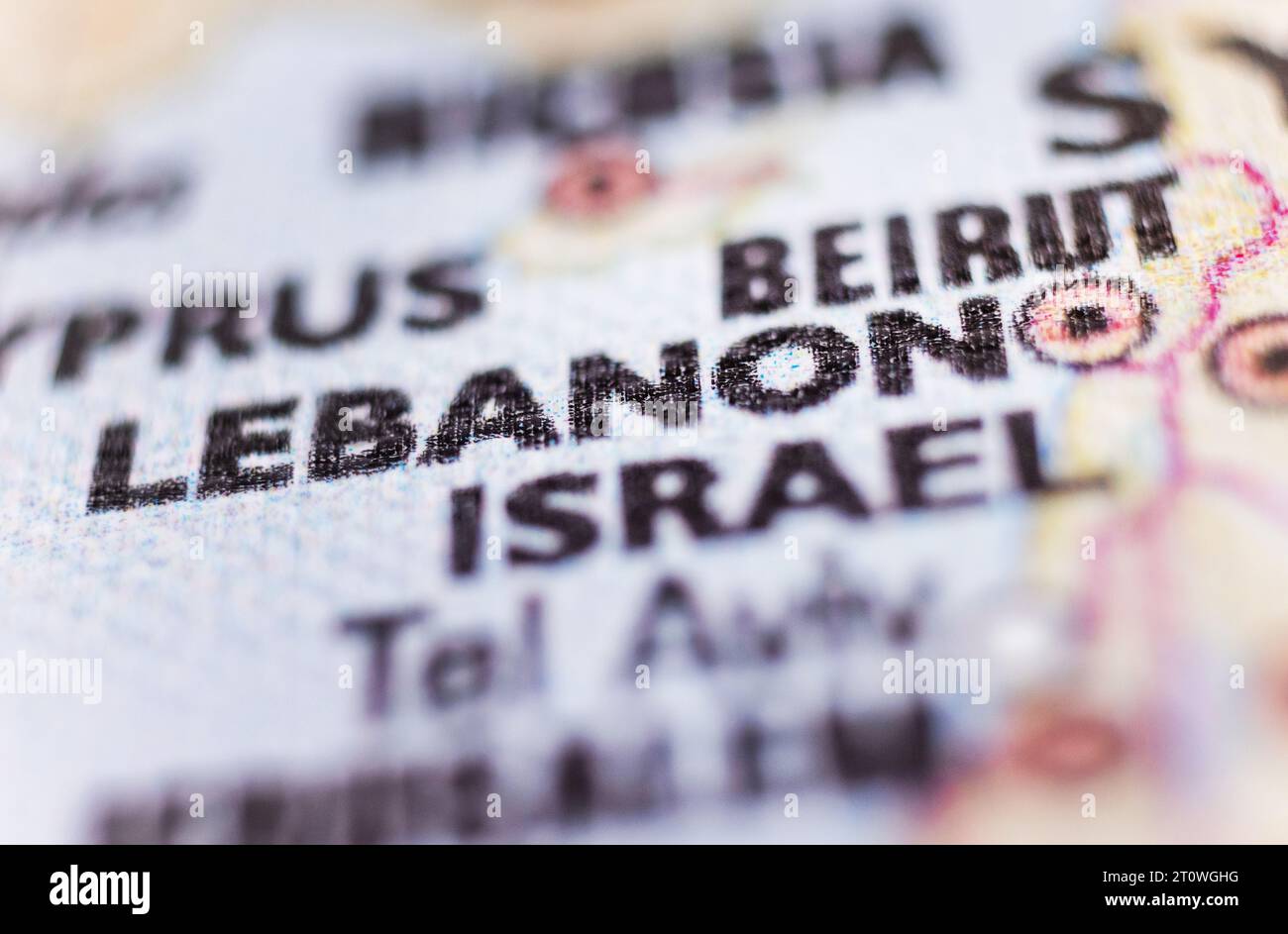 Lebanon and Israel on a map of the world Stock Photo - Alamy