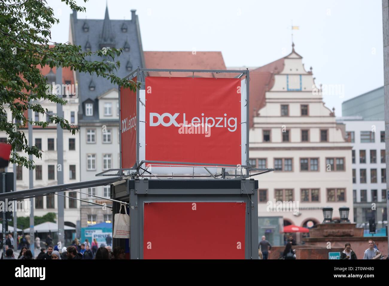 09 October 2023, Saxony, Leipzig: The logo of the DOK Leipzig documentary film festival can be ...