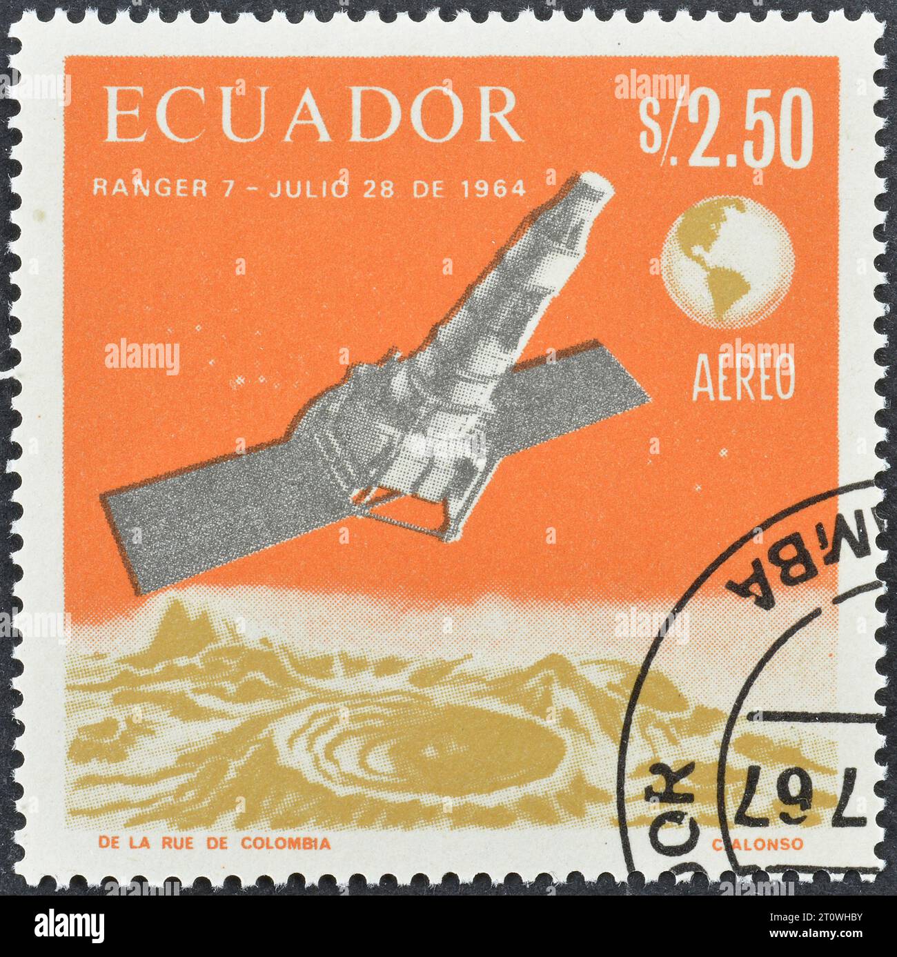 Cancelled postage stamp printed by Ecuador, that shows World Success in ...