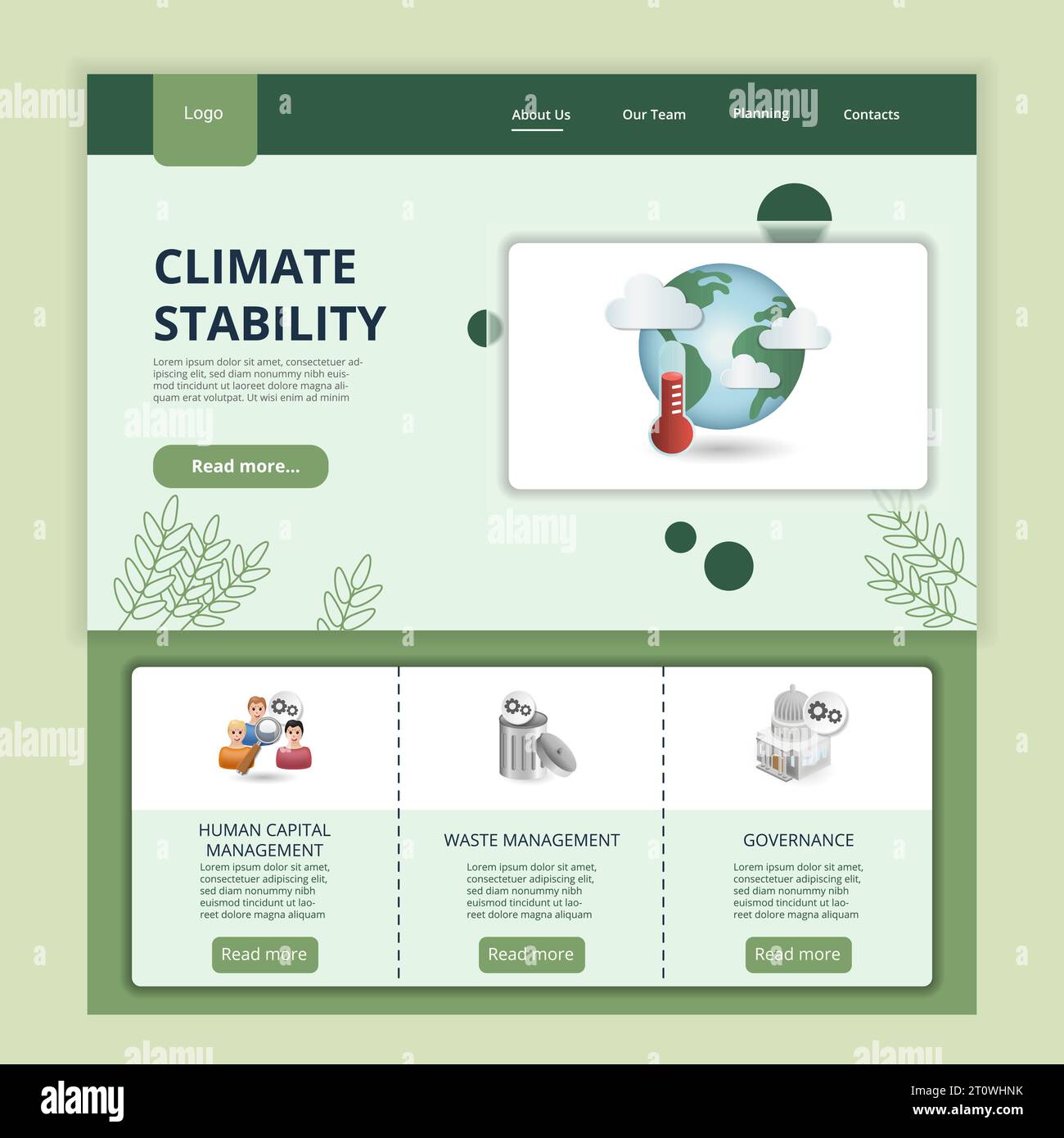 Climate stability flat landing page website template. Human capital ...