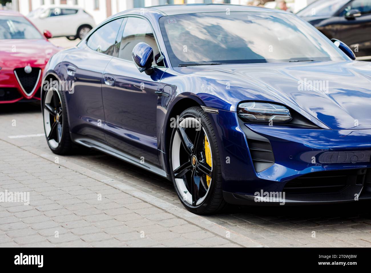 Minsk, Belarus, October, 2023 - Blue Porsche Taycan Turbo S. expensive ...