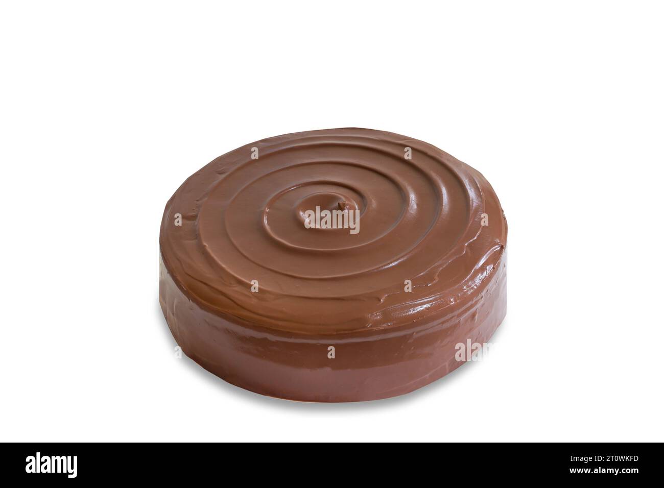 Homemade dark chocolate fudge cake on white isolated background with ...