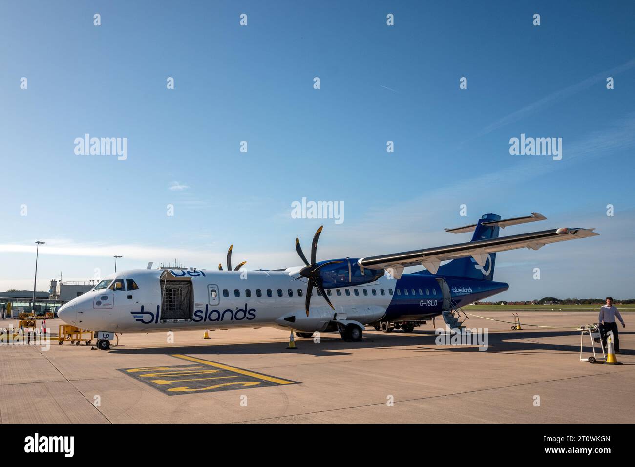 Guernsey, September 30th 2023: Blue Islands ATR turboprop aircraft at ...