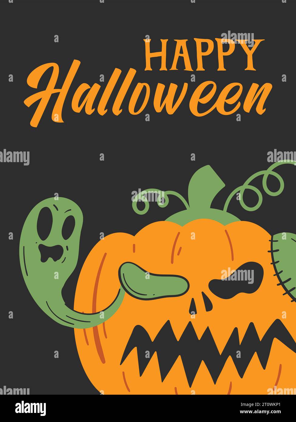 Happy Halloween Greeting Card Design Vector illustration. Poster Design ...