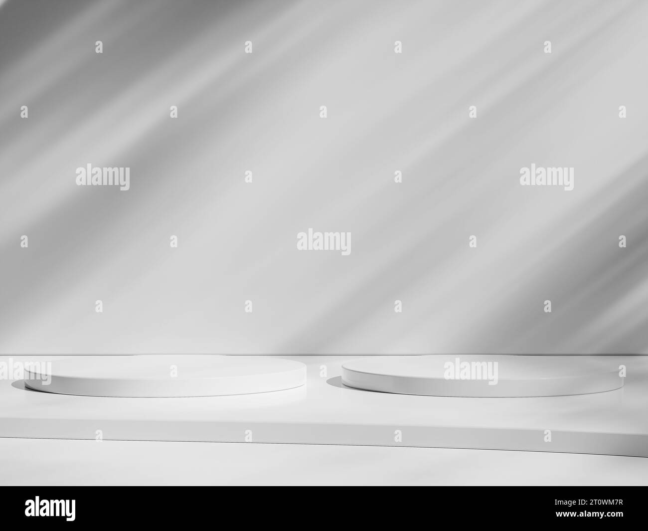 Empty white round podium, modern pedestal and platform, stand stage ...