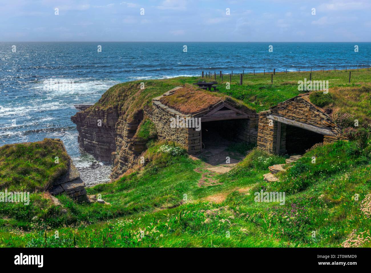 Traditional fishermen's huts at Marwick Head, Orkney, Scotland Stock ...