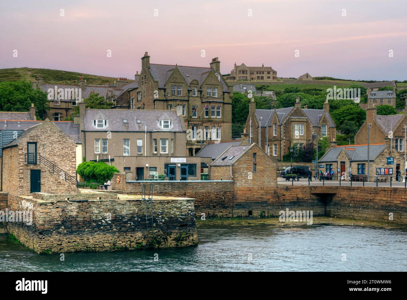 The old town of Stromness with its ferry terminal in Orkney, Scotland ...
