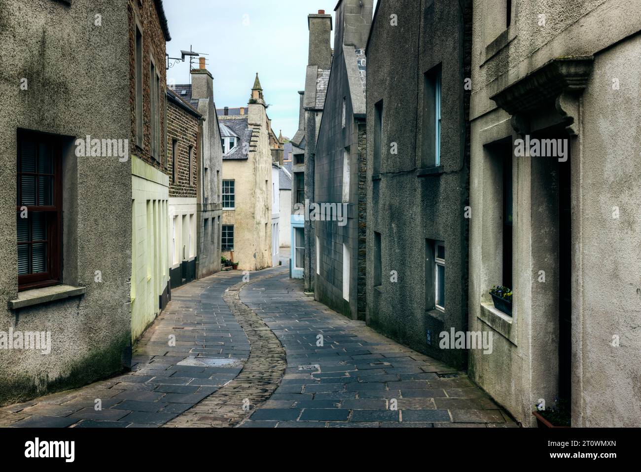 The old town of Stromness with its ferry terminal in Orkney, Scotland ...