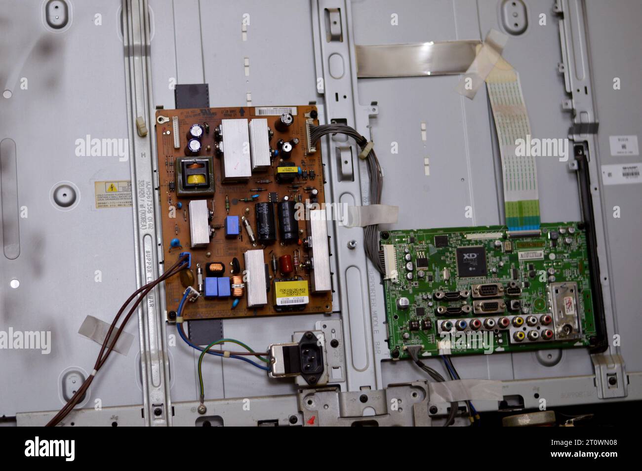 Cairo, Egypt, October 3 2023: interior of LCD TV Television main board ...