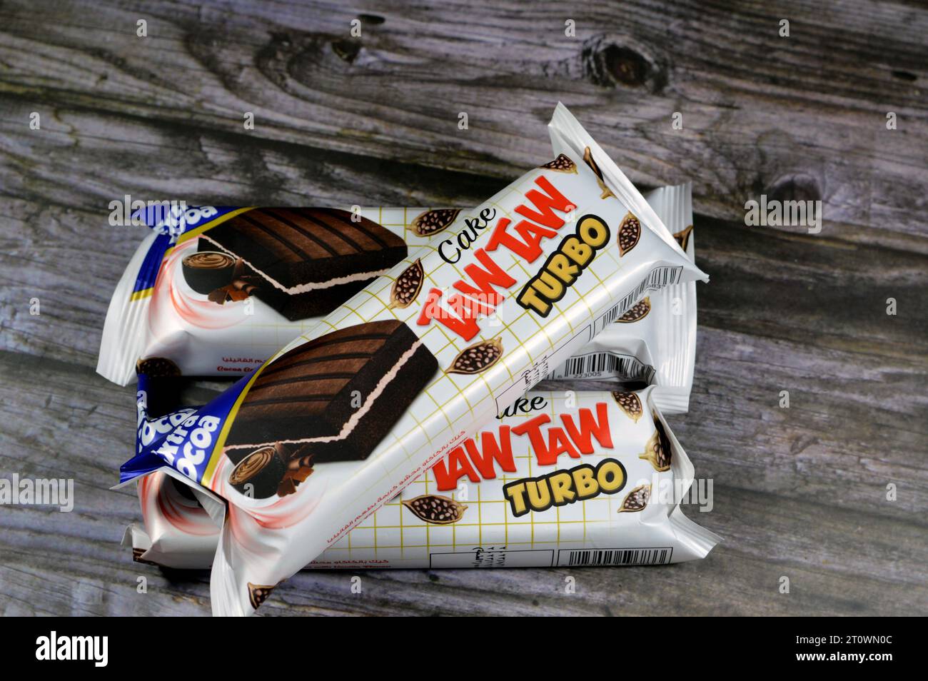 Cairo, Egypt, October 5 2023: Tawtaw turbo chocolate cake, Taw Taw ...