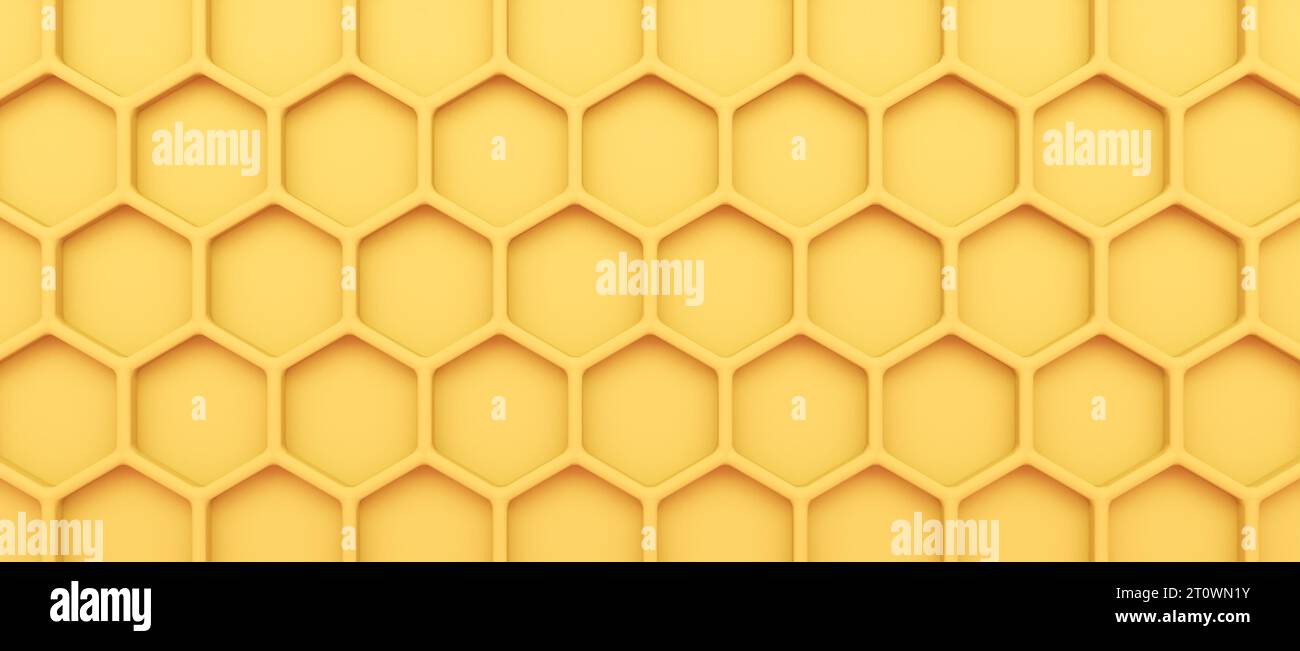 Abstract yellow golden geometric hexagonal honeycomb background, hexagons pattern or structure ...
