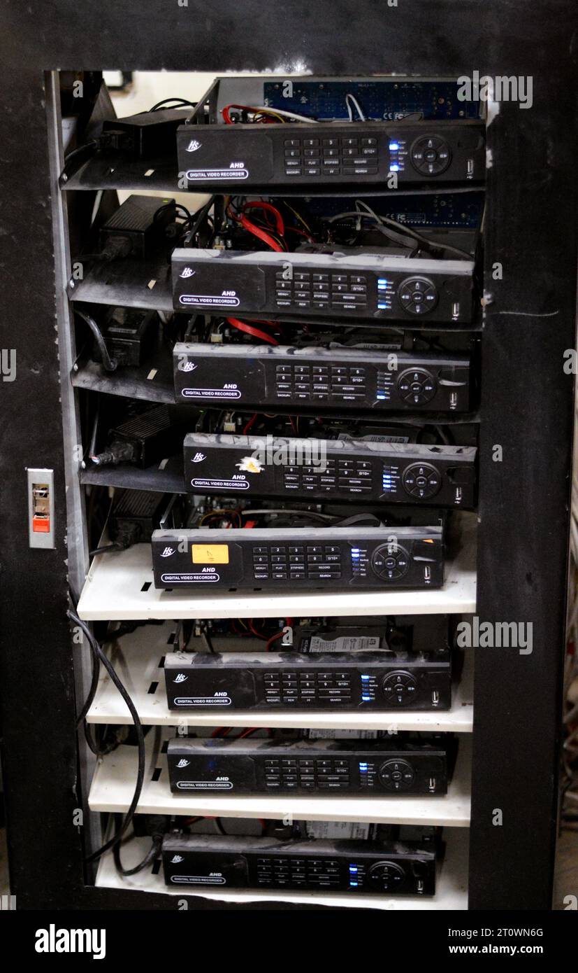 Cairo, Egypt, October 3 2023: HS AHD digital video recorder (DVR) dusty ...