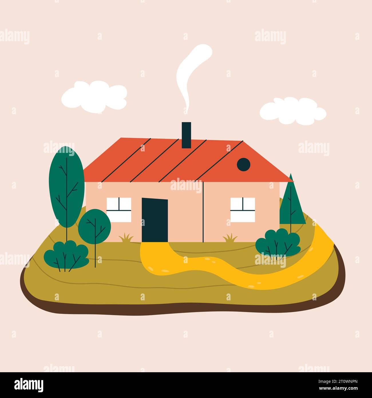 Cute little country house with door, windows Stock Vector Image & Art ...