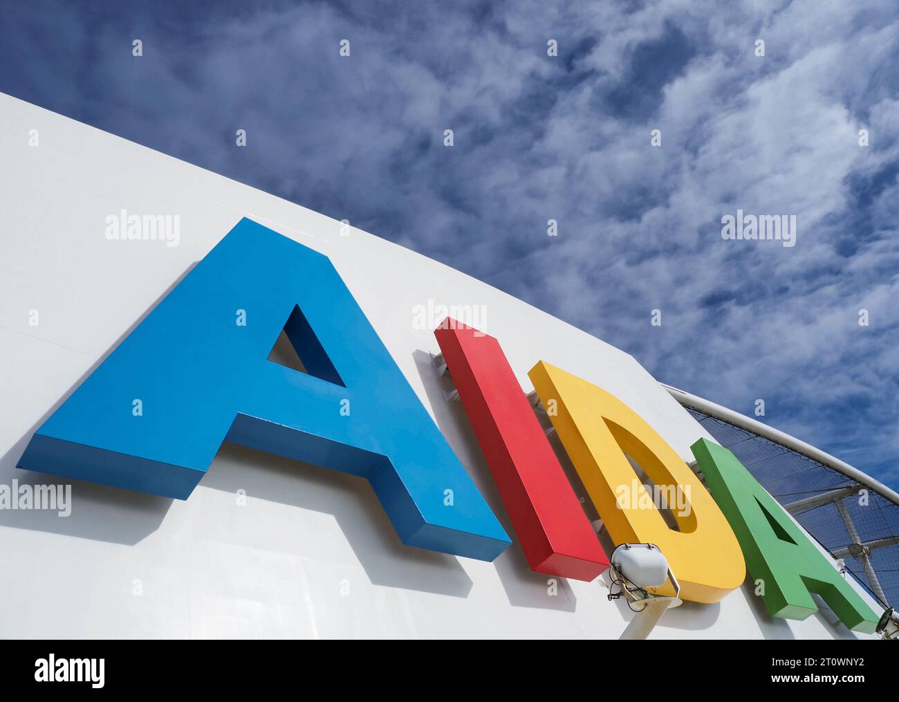 16 August 2023, Schleswig-Holstein, Kiel: The lettering "AIDA" can be ...