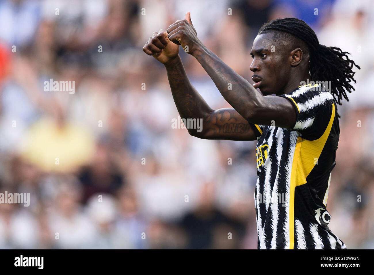 Moise Kean of Juventus FC gestures during the Serie A football match ...