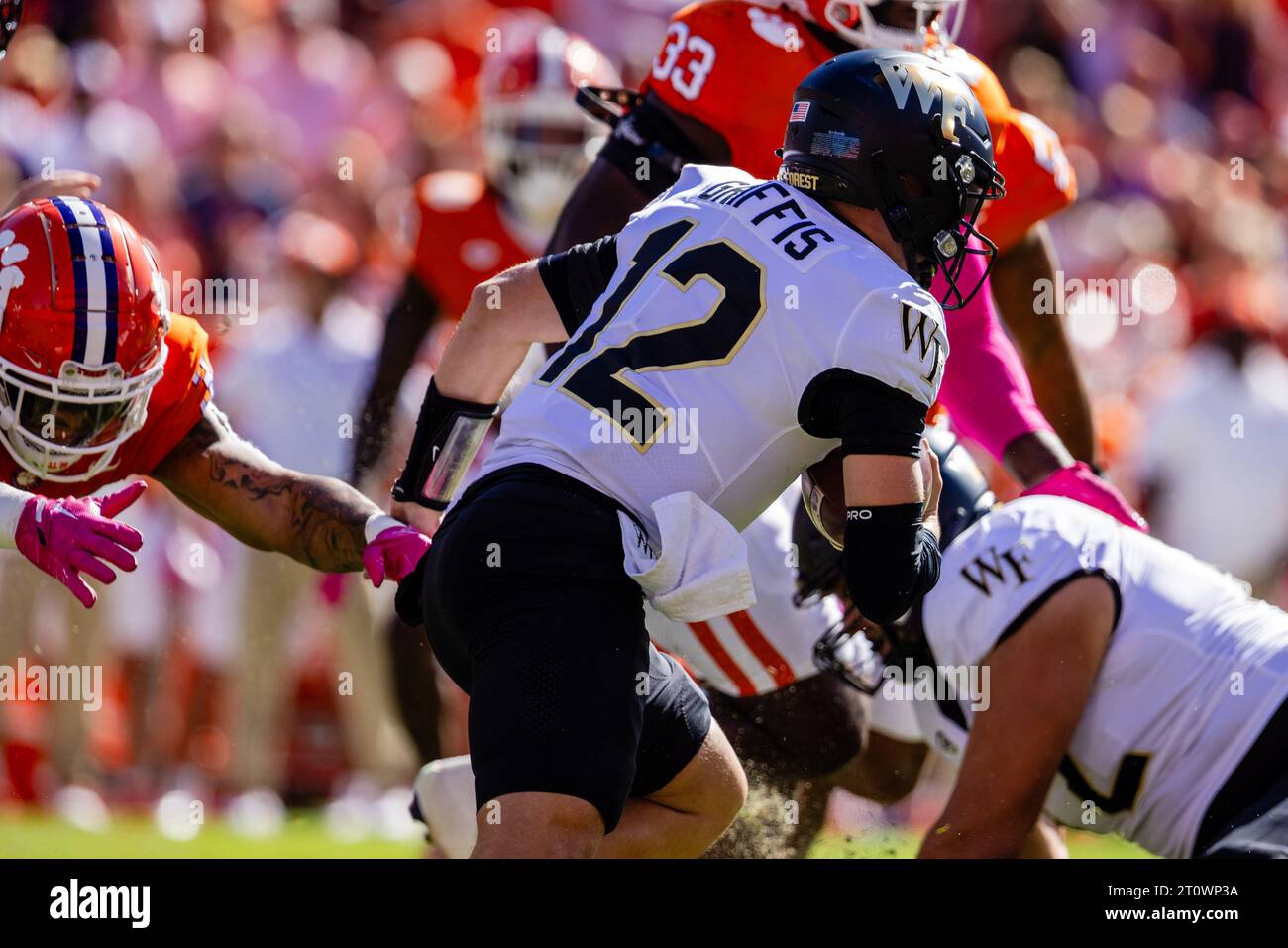 October 7, 2023: Wake Forest Demon Deacons quarterback Mitch Griffis (12) runs on second down ...