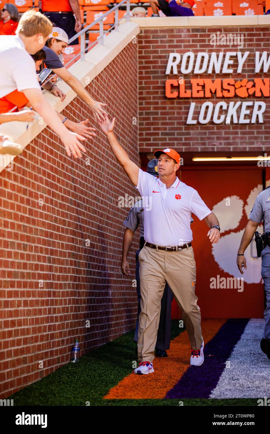 October 7, 2023: Clemson Tigers head coach Dabo Swinney interacts with fans before the ACC ...