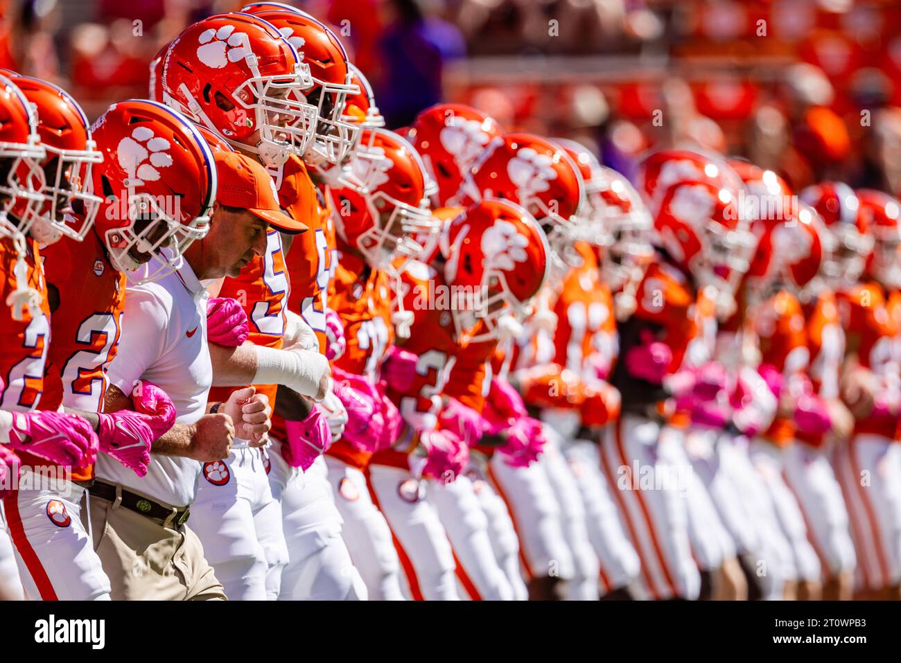 October 7, 2023: Clemson Tigers head coach Dabo Swinney lines up for ...