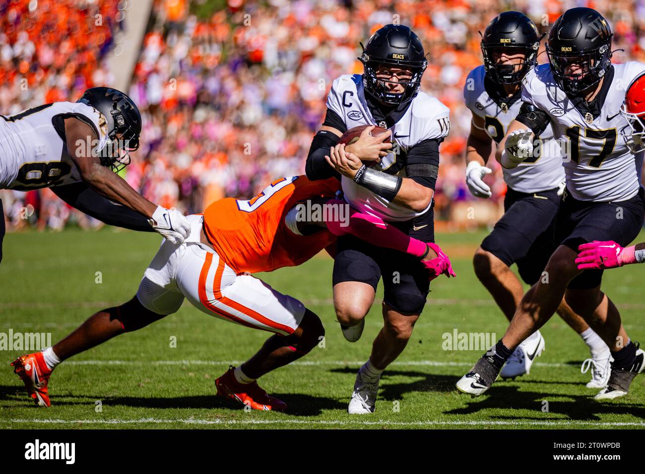 October 7, 2023: Clemson Tigers safety R.J. Mickens (9) tackles Wake ...