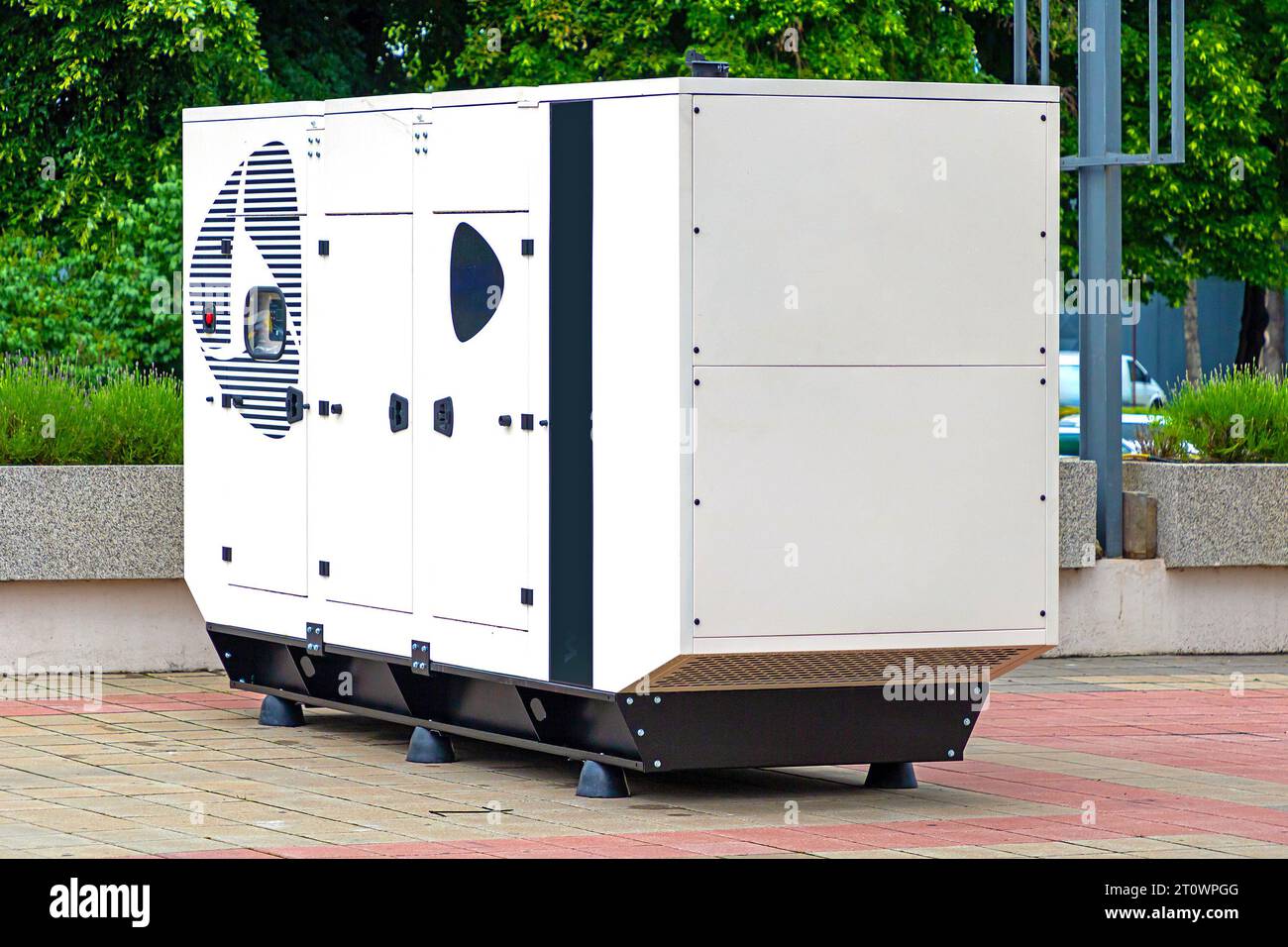 External electric power generator metal box outside on a field Stock ...