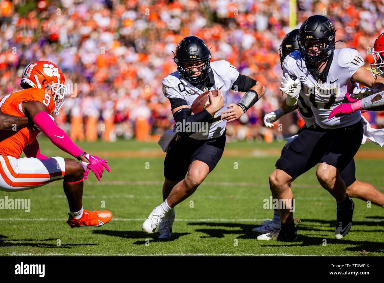 October 7, 2023: Wake Forest Demon Deacons quarterback Mitch Griffis (12) runs on second down ...