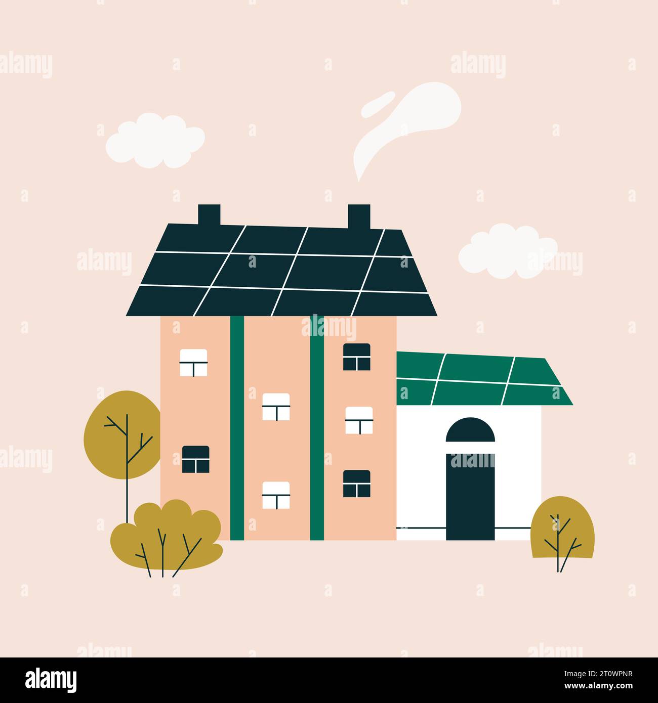 Cute apartment house. Country cottage among trees Stock Vector Image ...