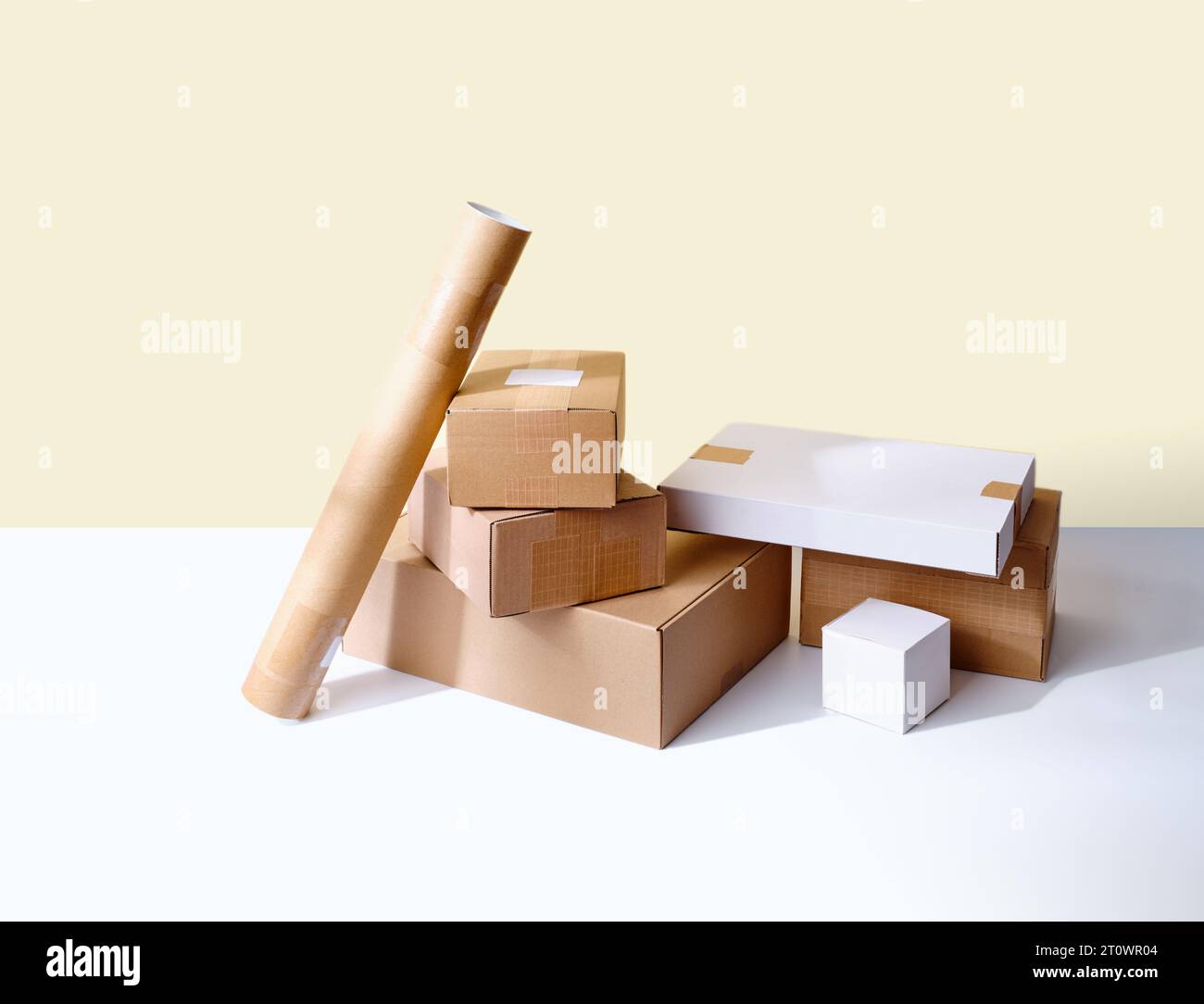 Stack of cardboard parcels Stock Photo - Alamy