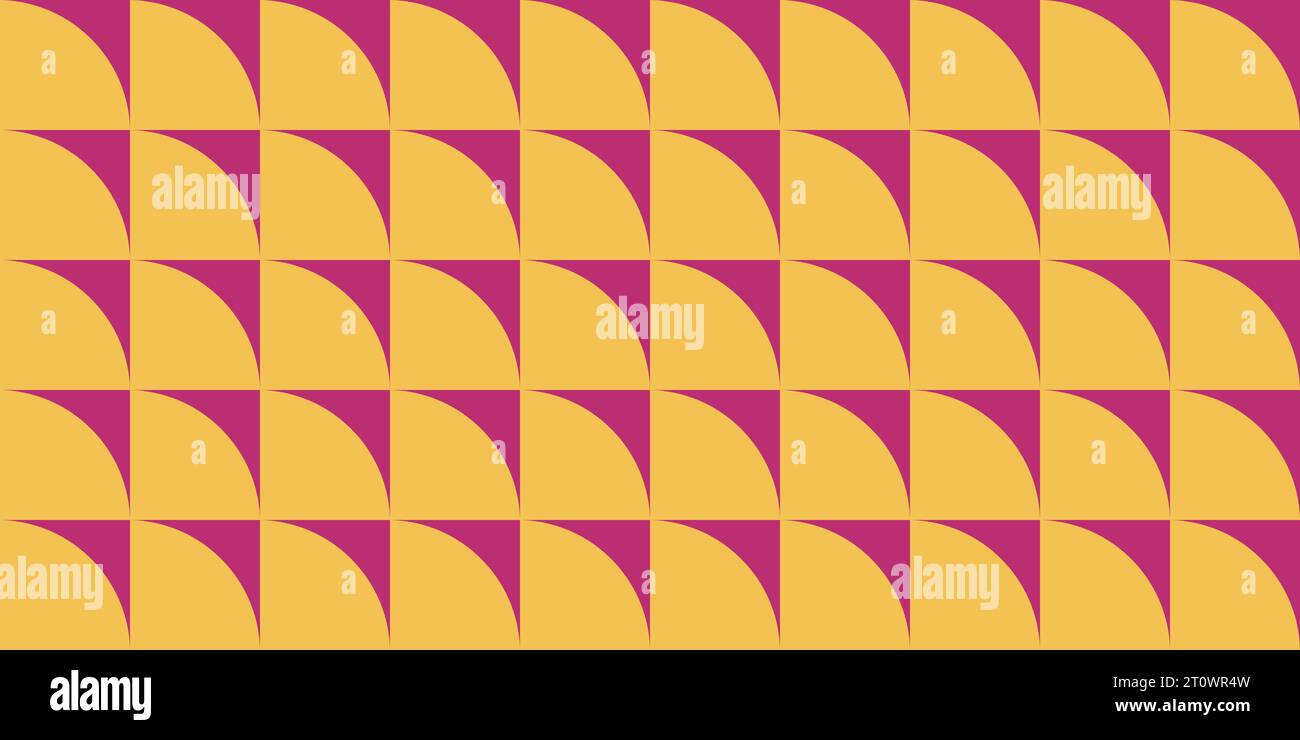Yellow and purple geometric seamless pattern with curved triangles ...