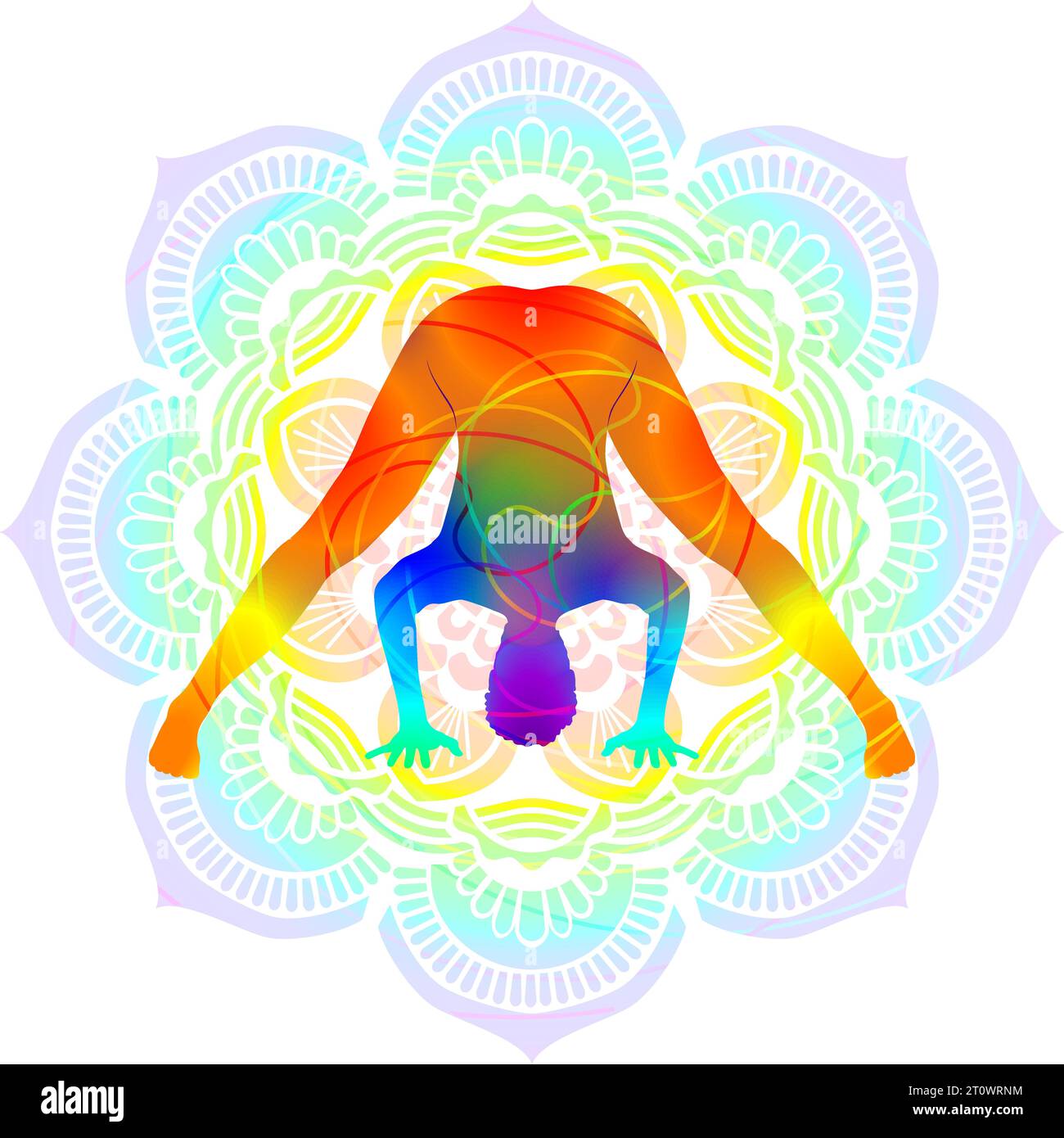 Colorful silhouette of Prasarita Padottanasana A. Wide Legged Forward ...