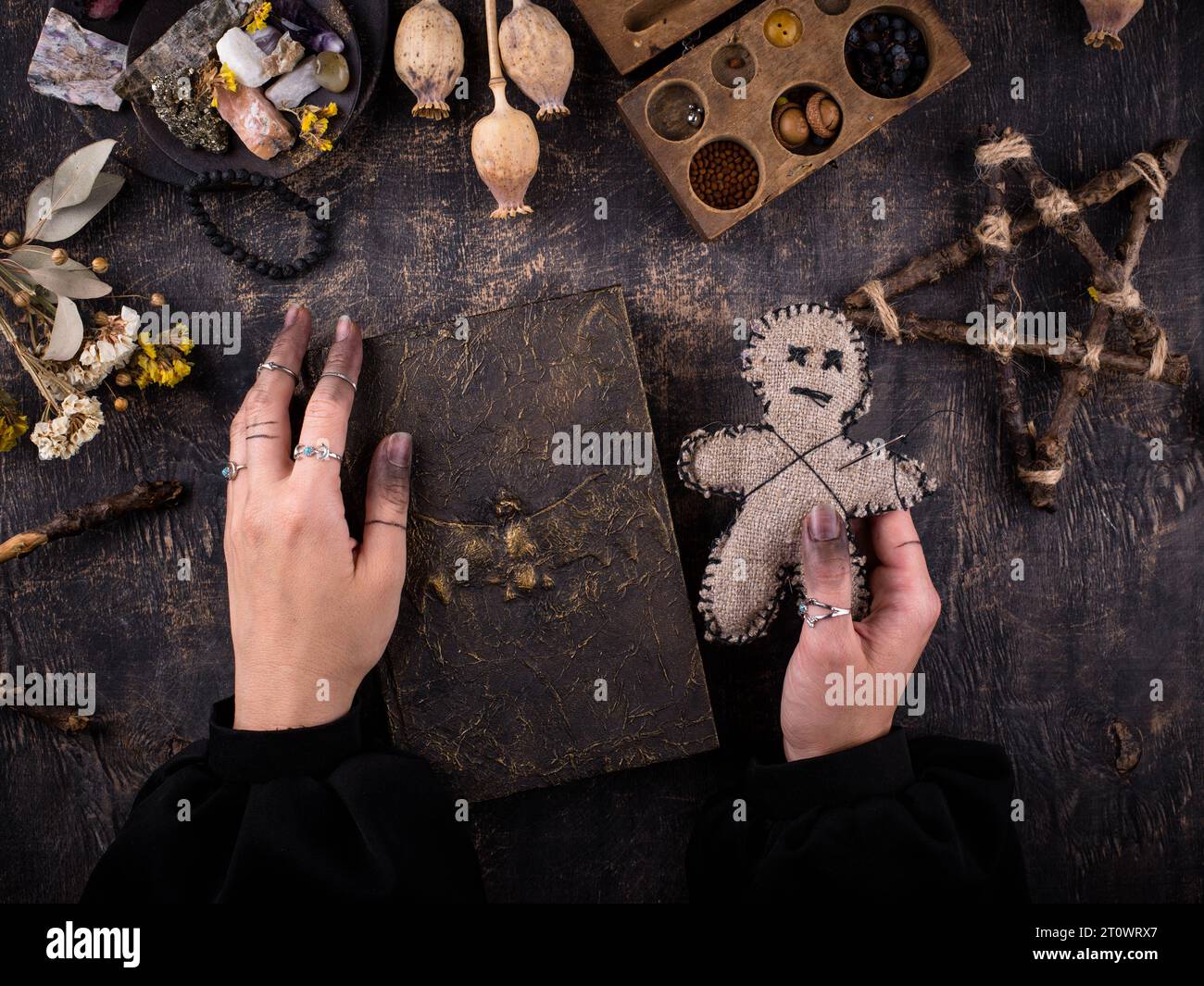 Voodoo doll. Black magic esoteric ritual Stock Photo - Alamy