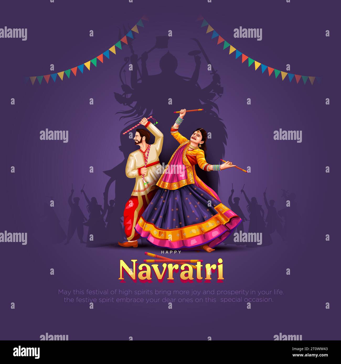 Garba Night poster for Navratri Dussehra festival of India. vector illustration design of ...