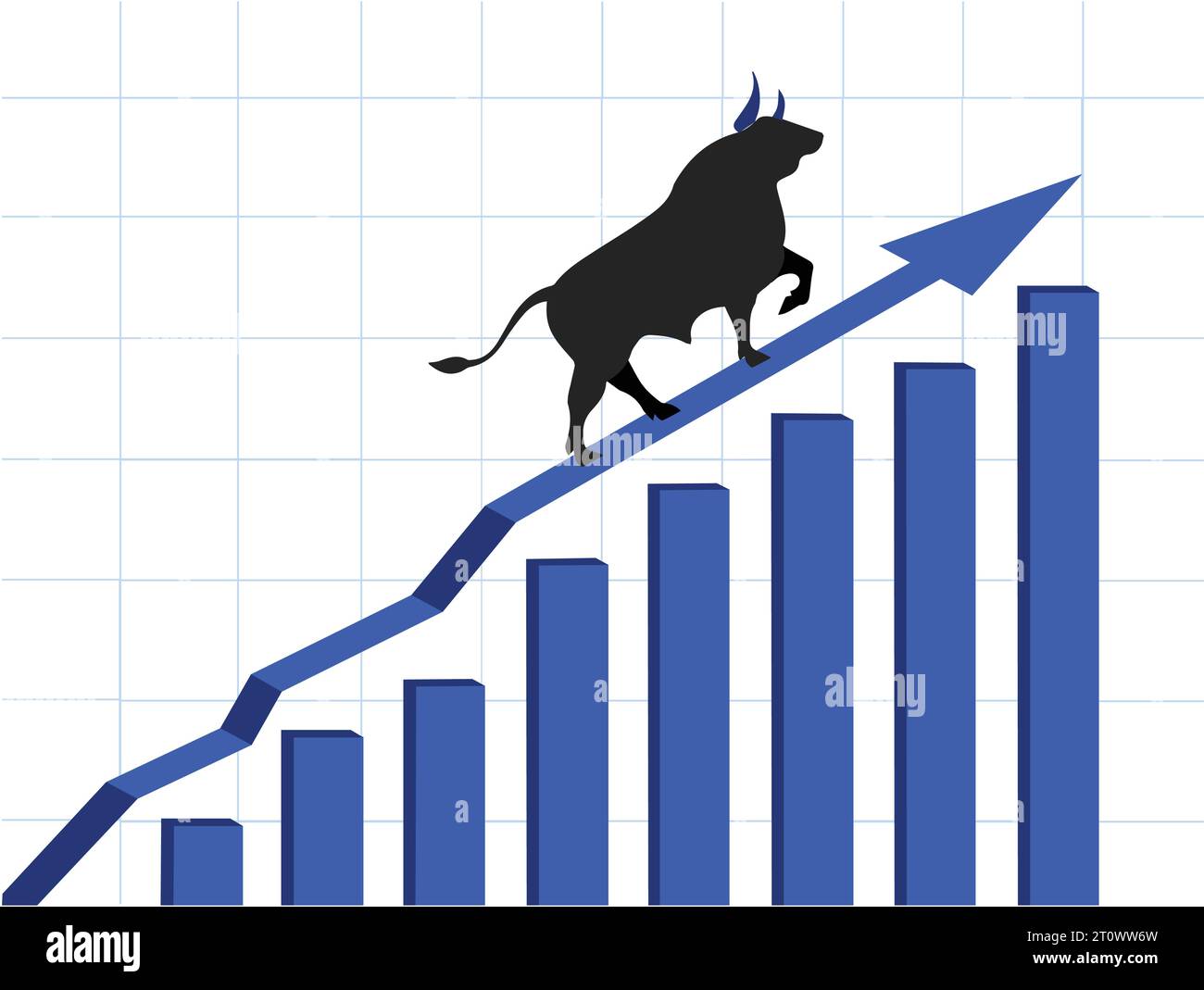 Bull stock market and economy on rise illustration Stock Vector Image ...