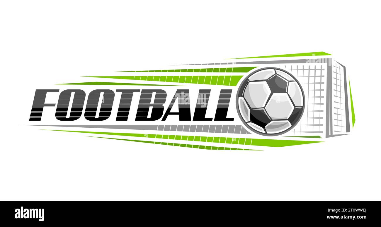 Vector logo for Football, decorative horizontal banner with outline ...