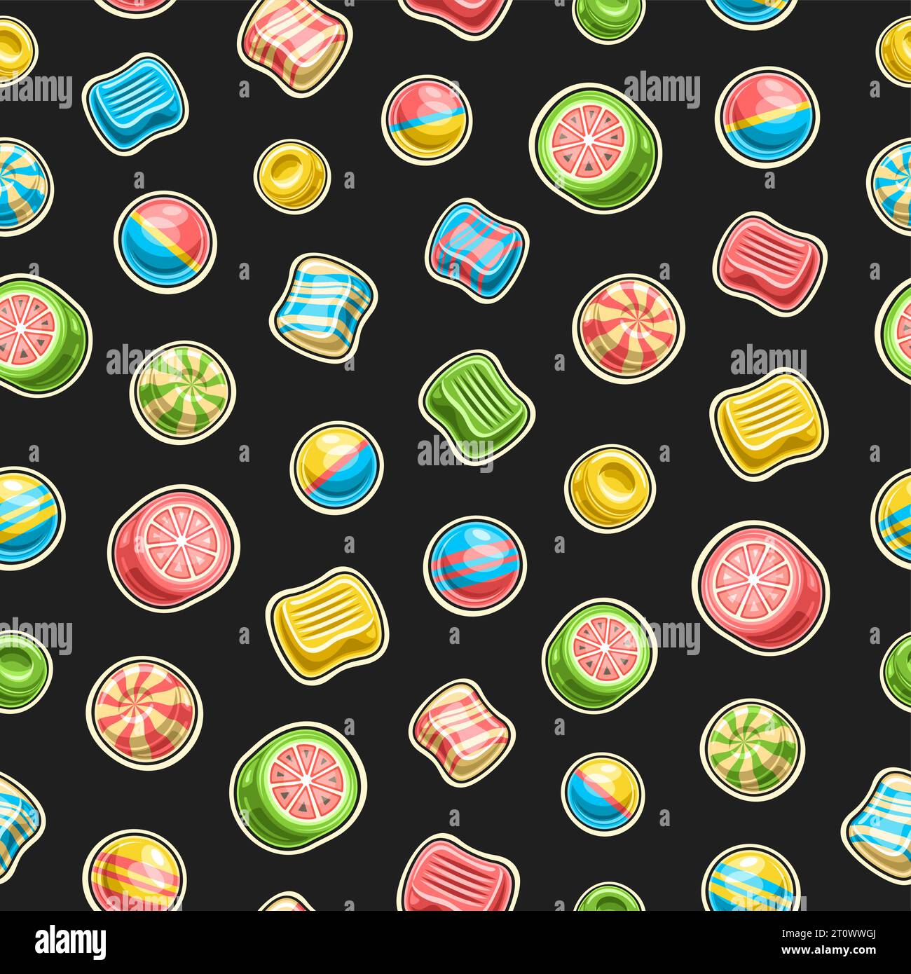 Vector Candy Seamless Pattern, repeating background with illustrations ...