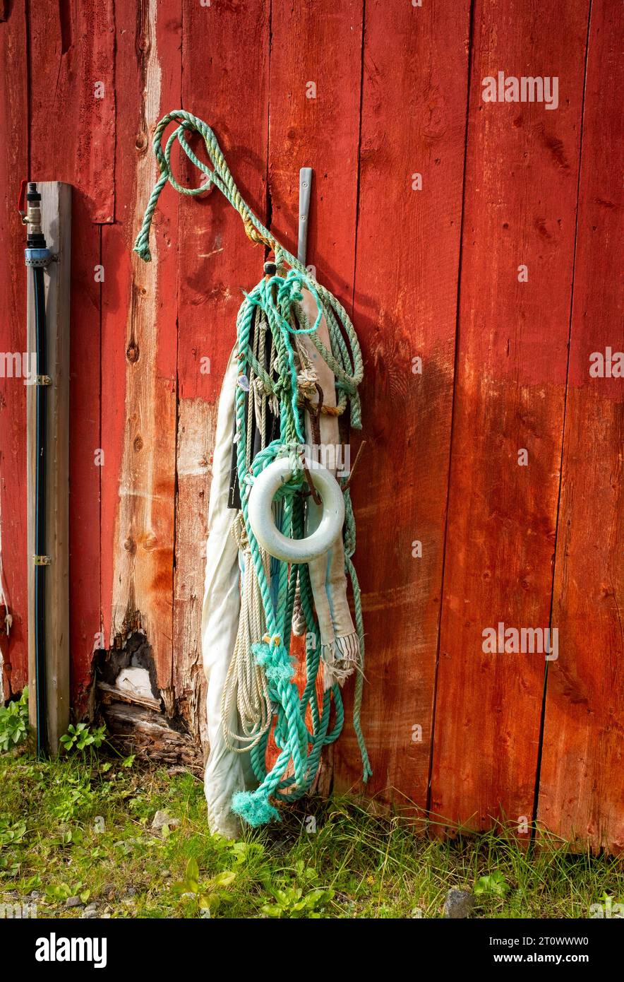 September 05, 2023: Bright, well-worn boathouse colors of a Whale ...
