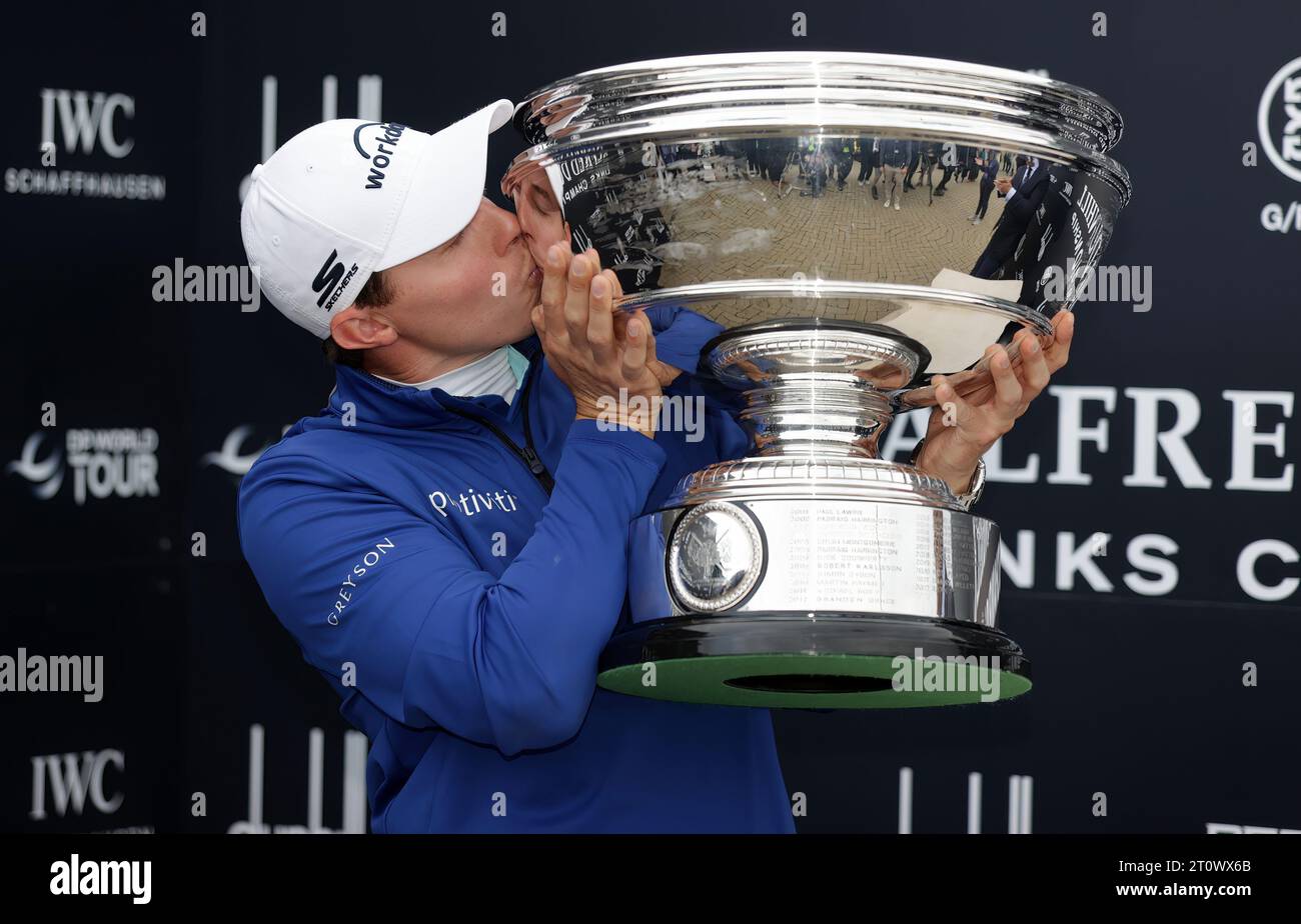 Matt Fitzpatrick celebrates with the trophy following day five of the ...