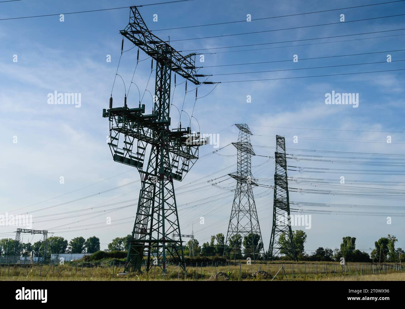 Stromleitungen, Hochspannungsleitungen, Masten, Karow, Pankow, Berlin ...