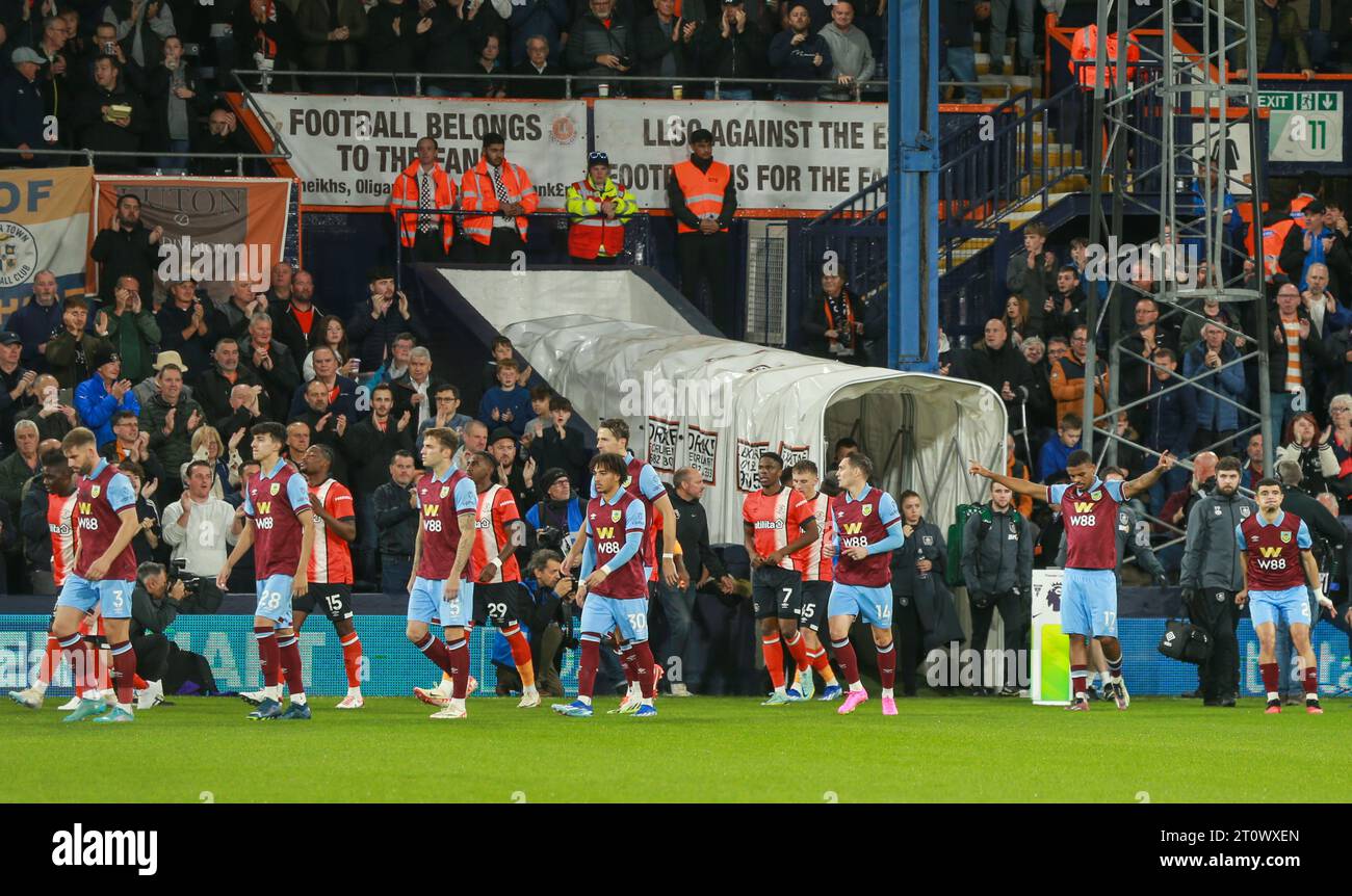 Burnley FC Players walk out Luton V Burnley at Kennelworth Road Stadium ...