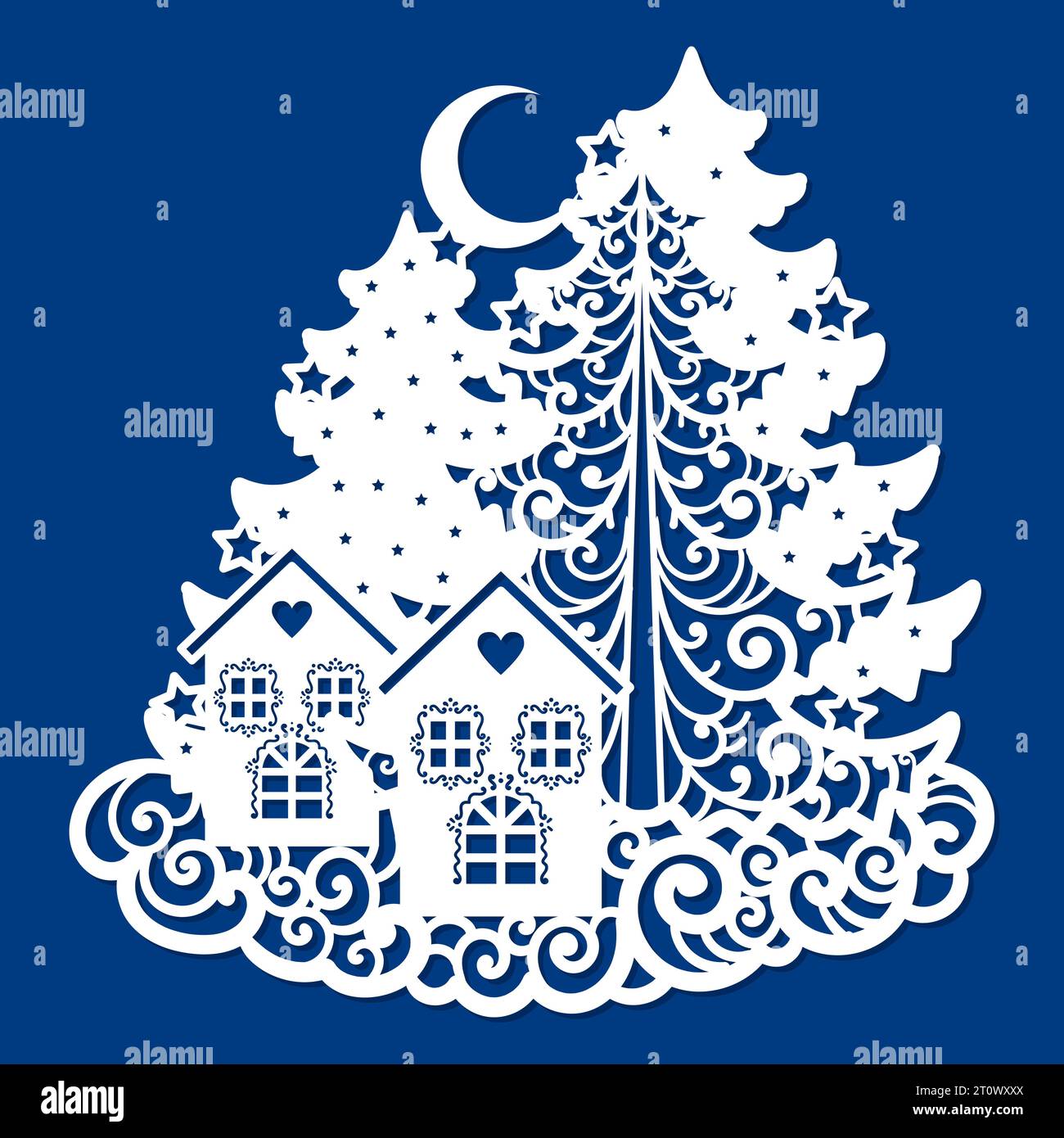 Winter forest. Template for laser cutting. Vector Stock Vector Image ...