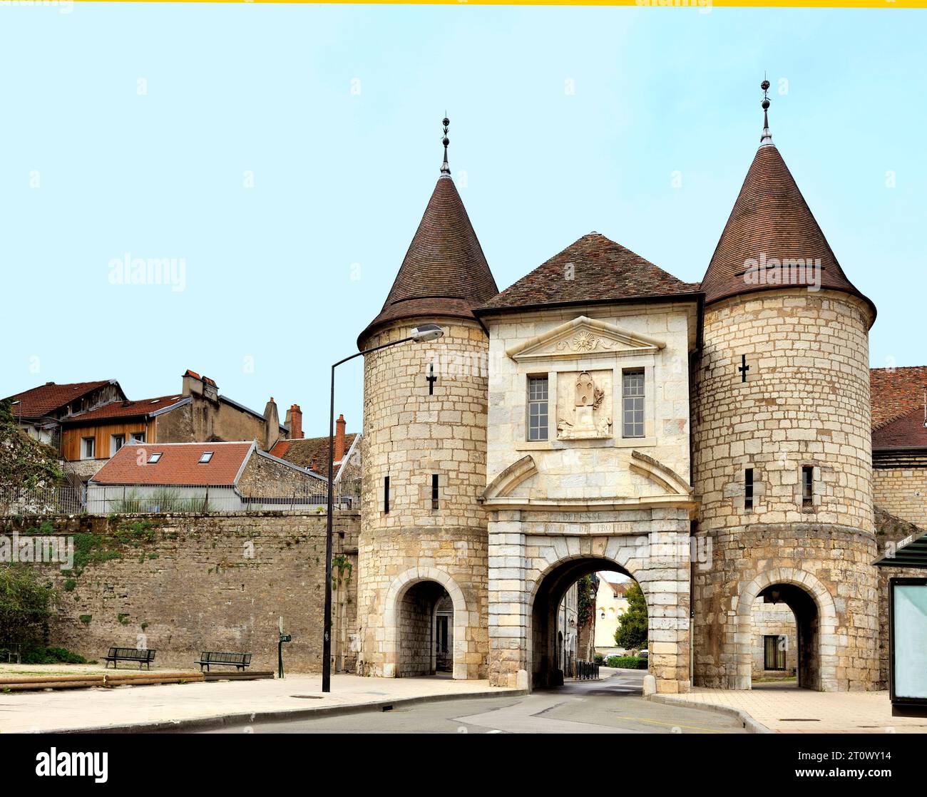 The medieval Rivotte Gate in Besancon, France. Created in the middle ...