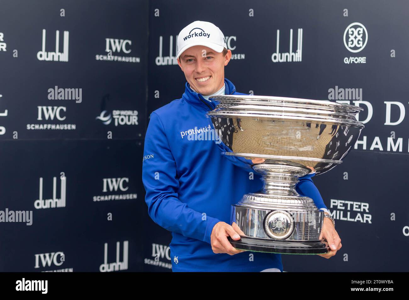 St Andrews, Scotland. 9th Oct 2023. Fitzpatrick with the trophy after ...