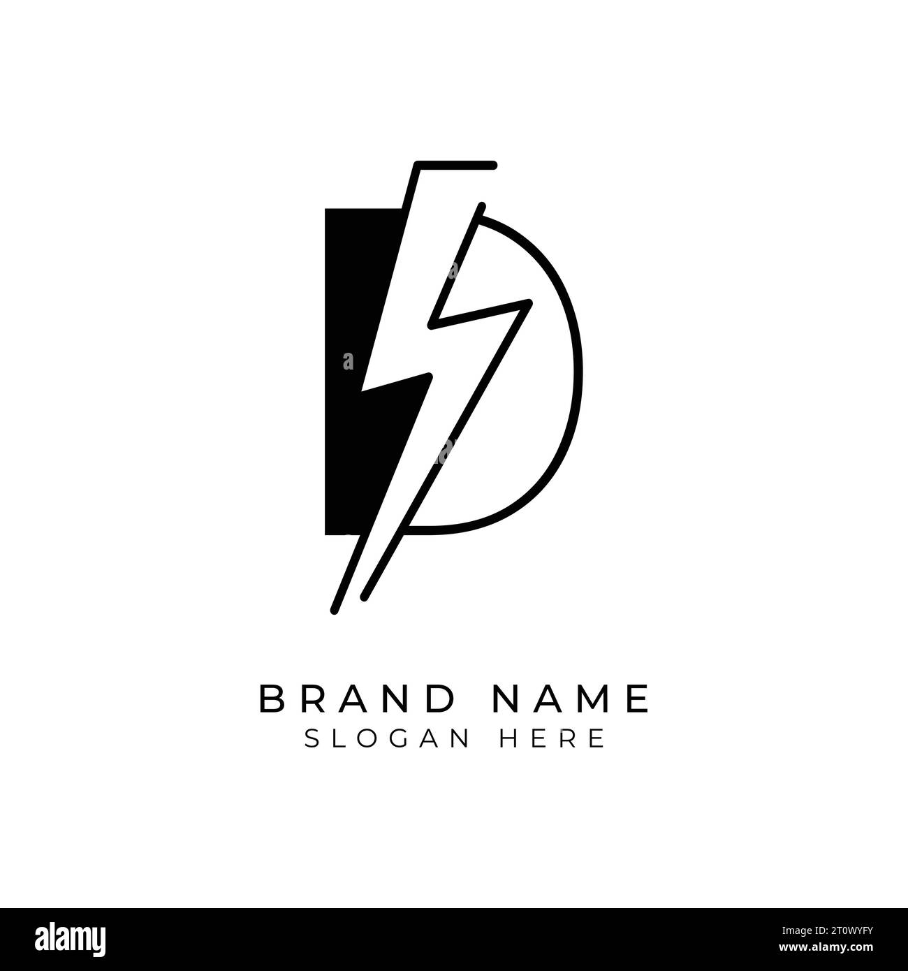 Letter D Electric logo, Thunder Bolt design Icon template, vector ...