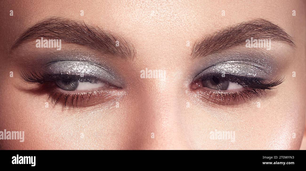 Sight pupil iris make up face eyebrow female hi-res stock photography ...
