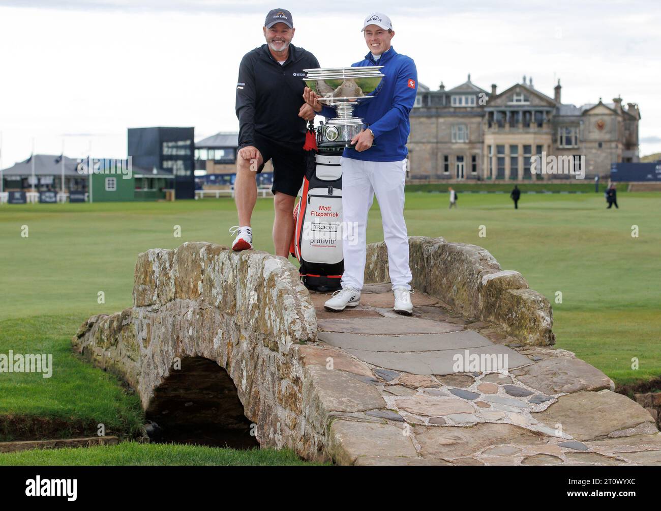 Caddie Billy Foster (left) and Matt Fitzpatrick celebrate with the ...