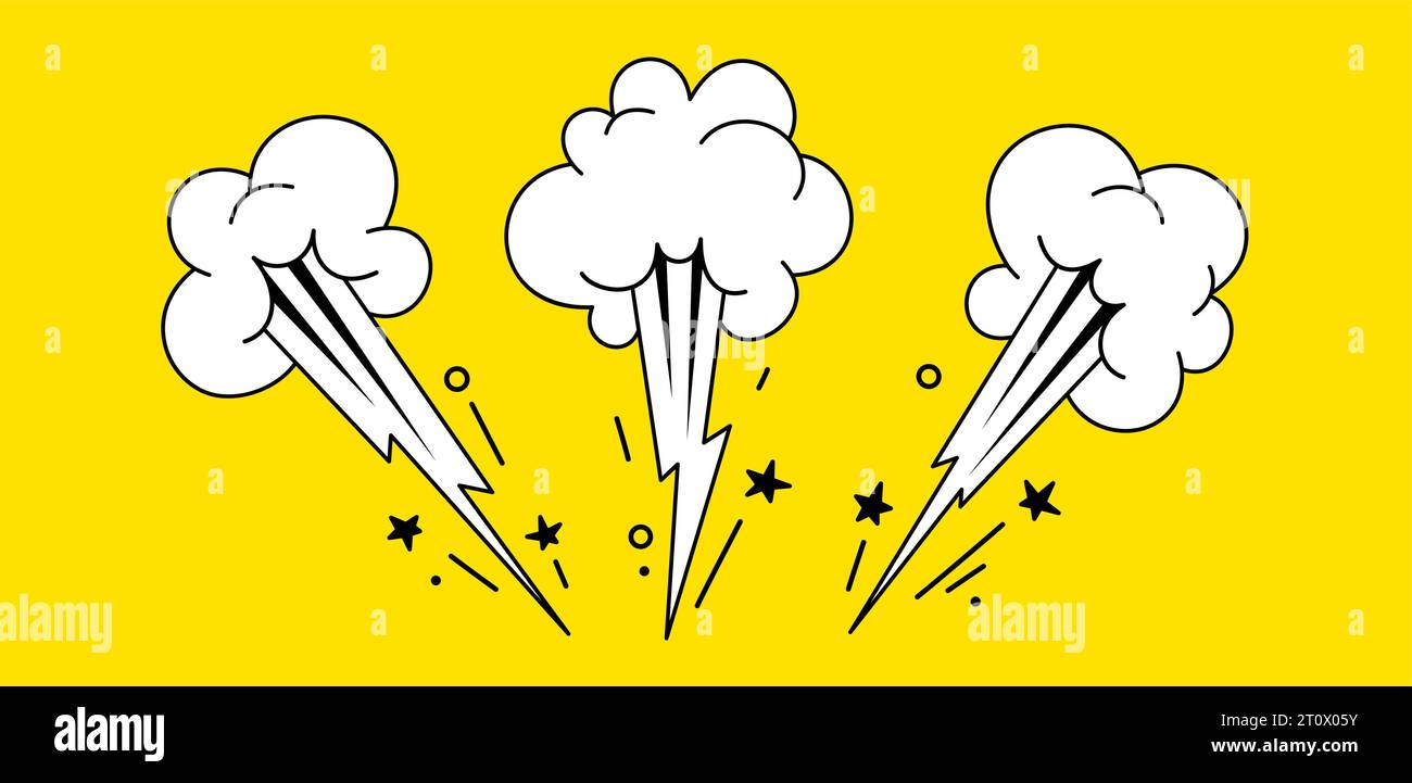 Bang Boom smoke elements. Explosion design for speech bubble. Emotion ...